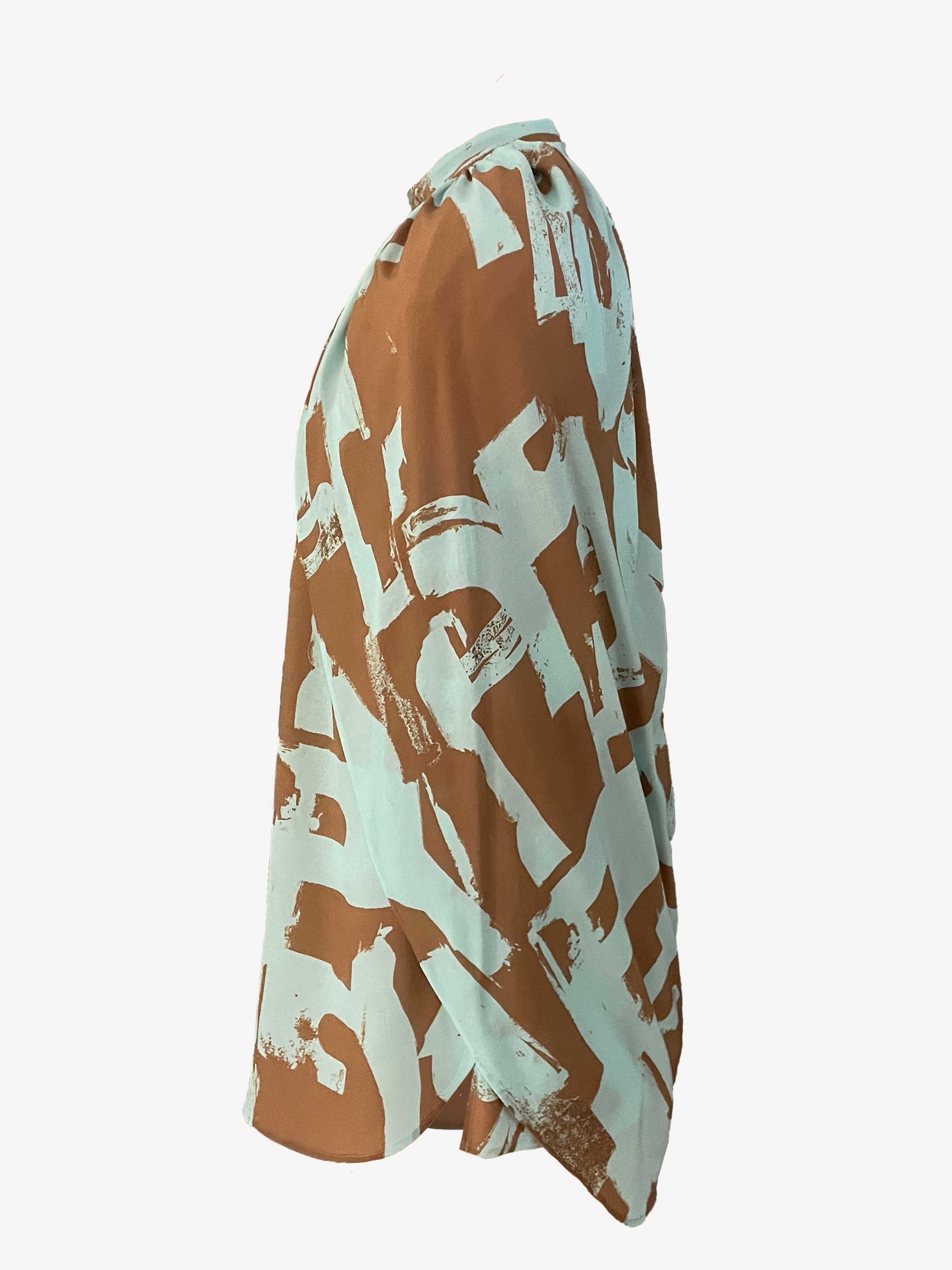 Cupra print shawl blouse